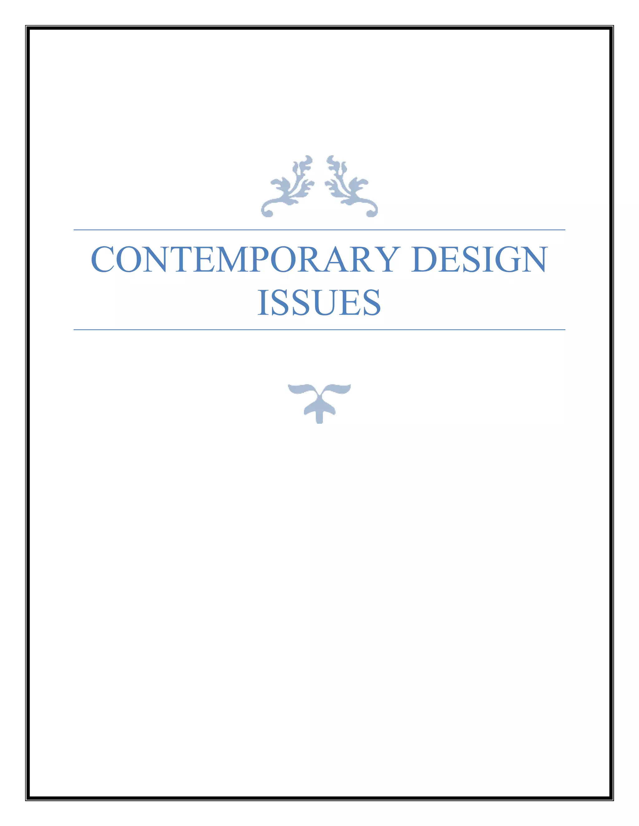 Contemporary design issues | PDF