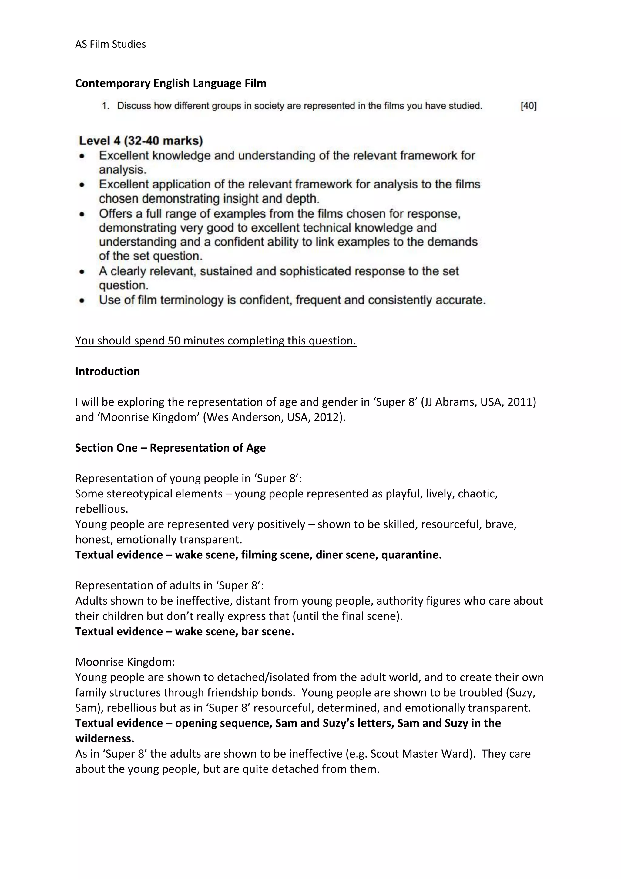 Contemporary english language film exam question | DOCX