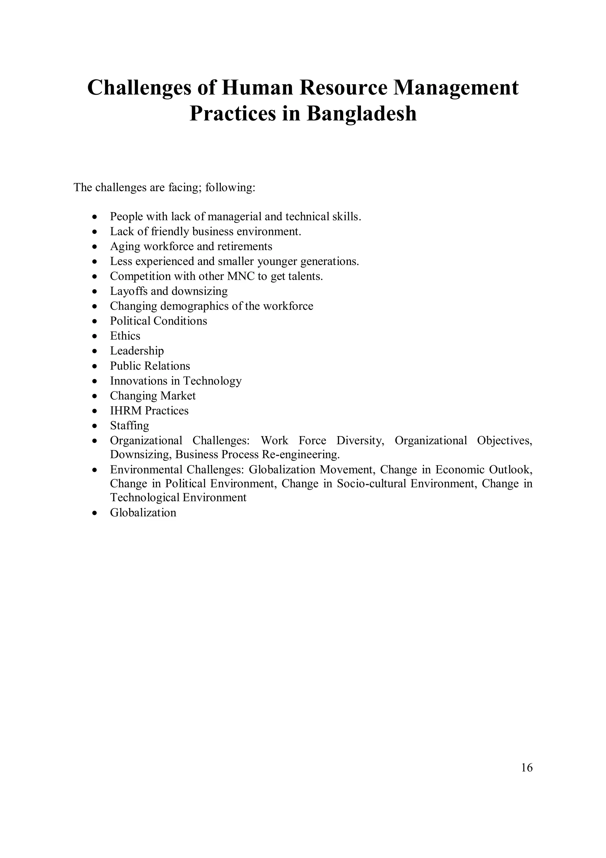 Challenges of Human Resource Management in Bangladesh | PDF