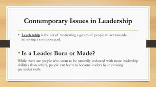 Contemporary issues in leadership | PPTX