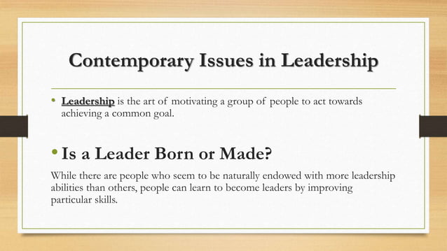 Contemporary issues in leadership | PPTX