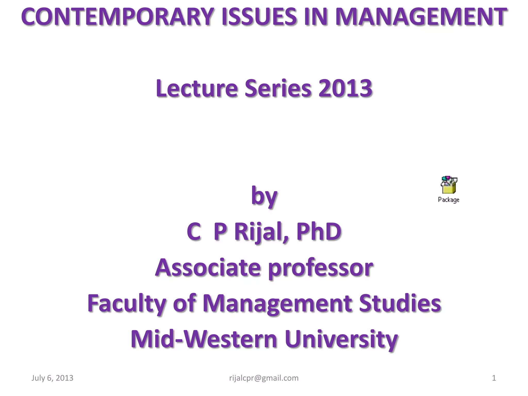 Contemporary issues in management | PPTX