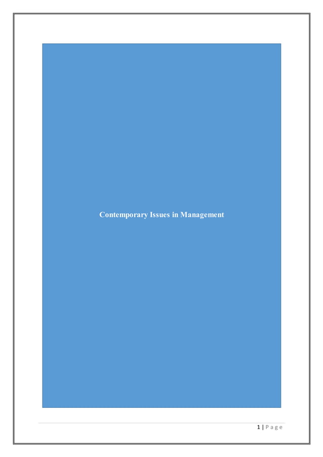 Contemporary issues in management | PDF