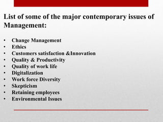 Contemporary issues of management | PPTX