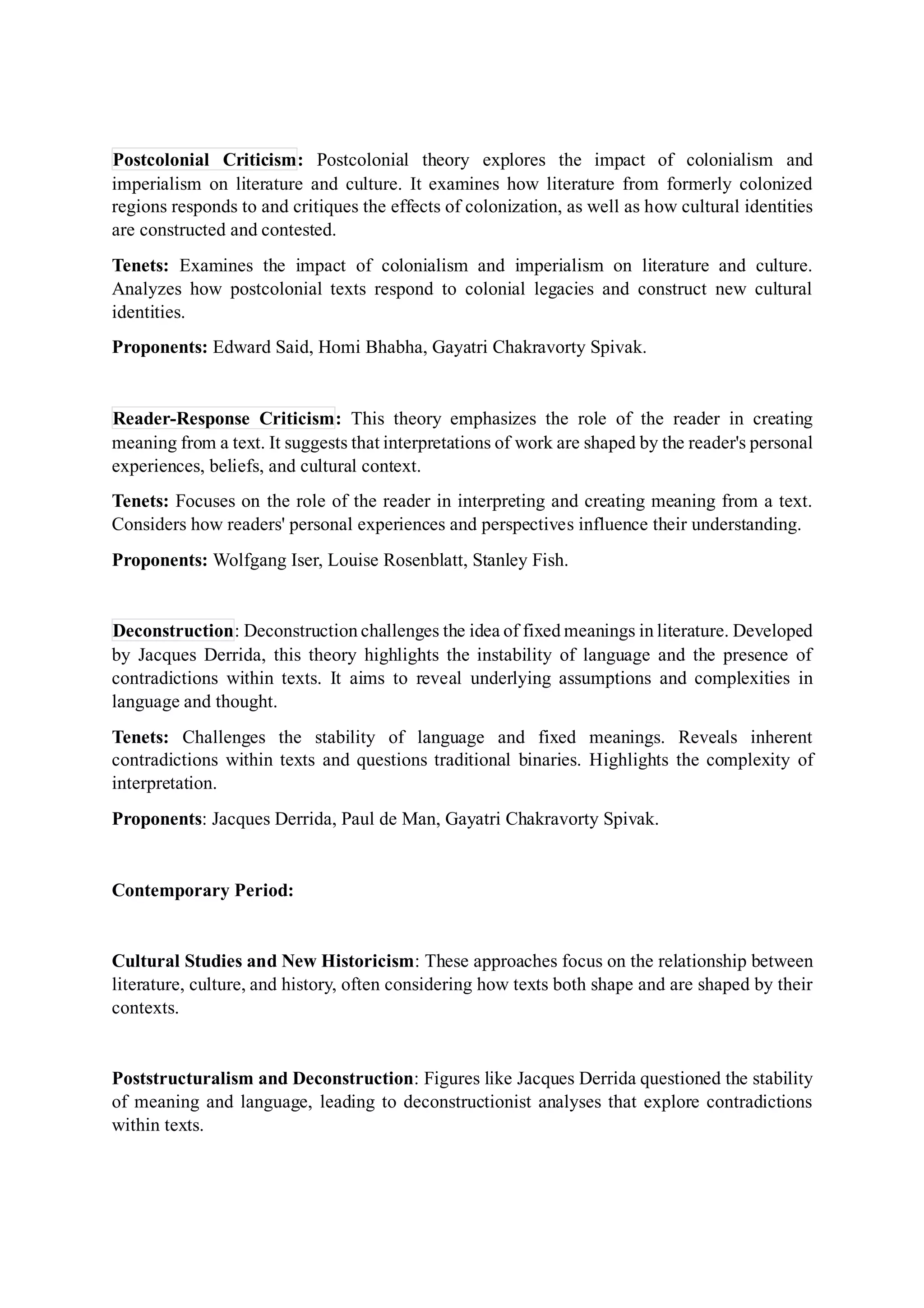 Contemporary Literary Theory _ Study Material | PDF