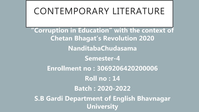 'Contemporary literature' | PPT