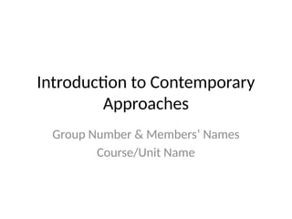 Contemporary_Management Approach in principles of management | PPTX