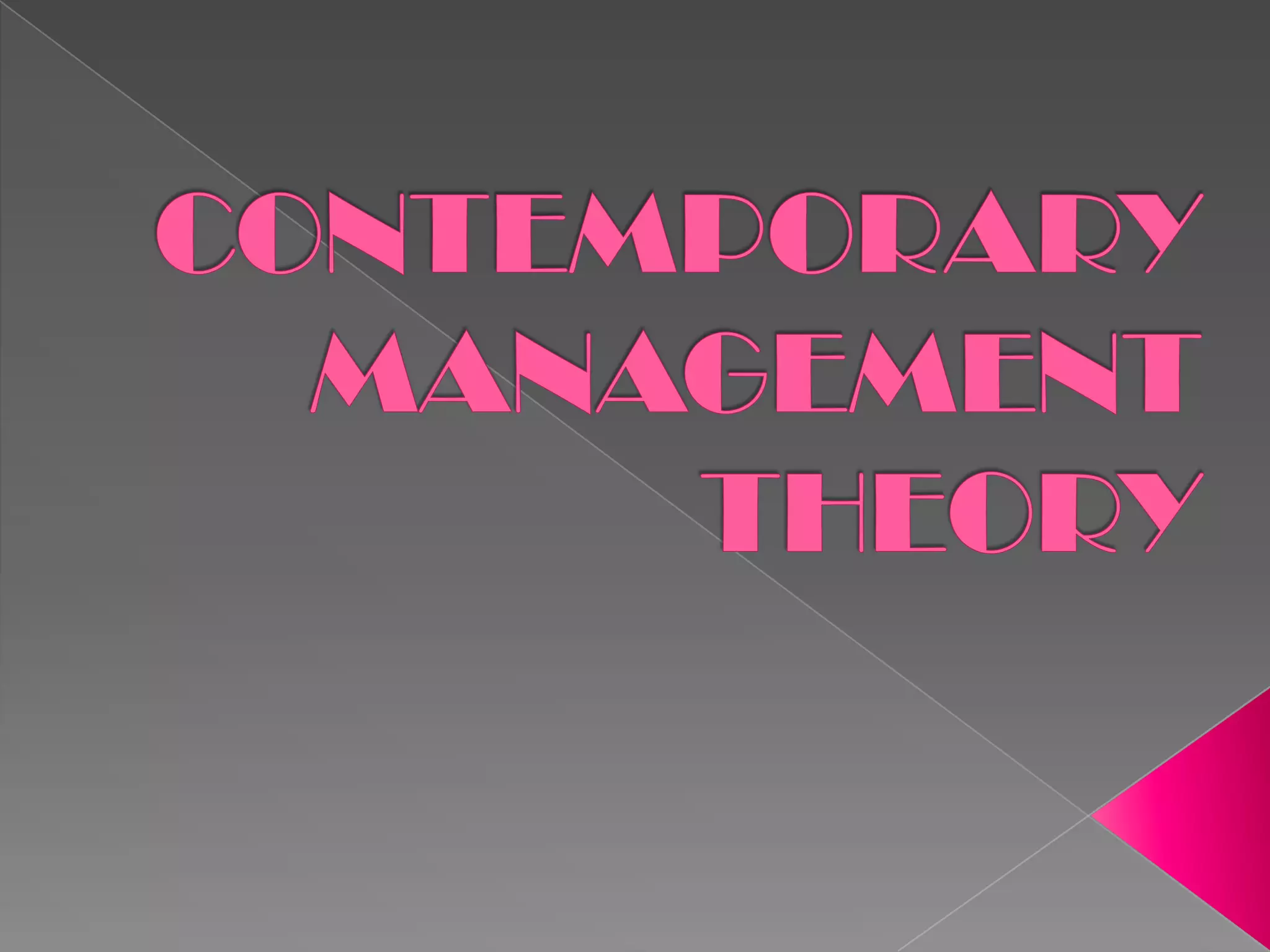 Contemporary management theory | PPTX