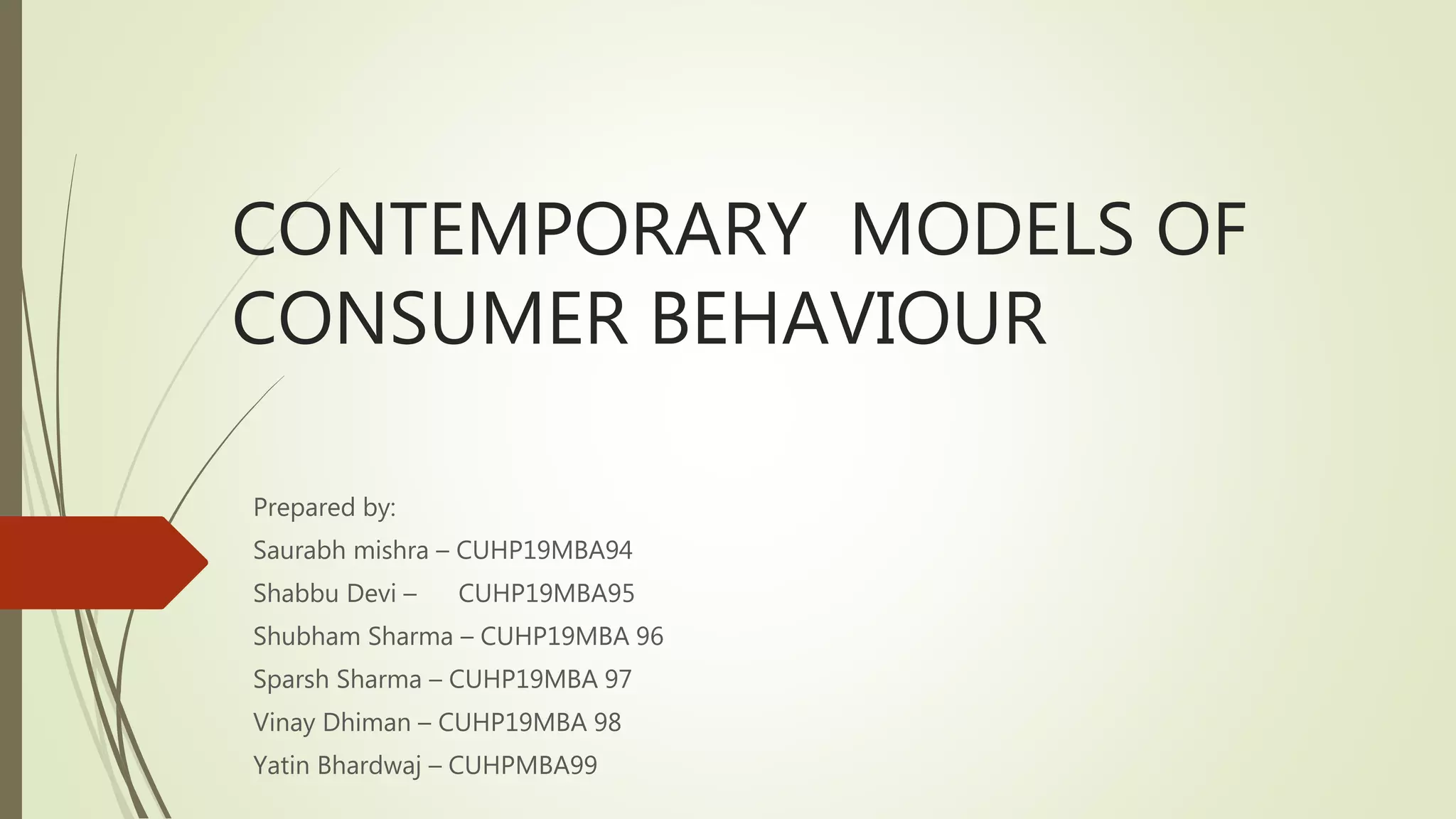 Contemporary models of consumer behaviour | PPTX