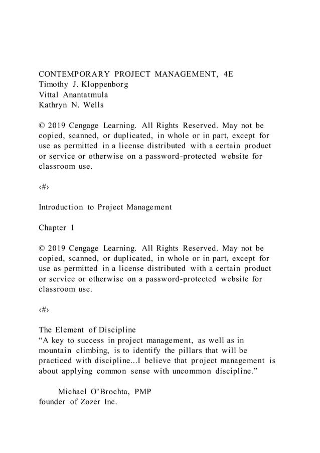 CONTEMPORARY PROJECT MANAGEMENT, 4ETimothy J. KloppenborgVit | DOCX ...