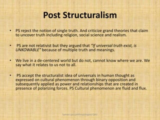 Post Structuralism (Derrida, Foucault, Jean) | PPTX