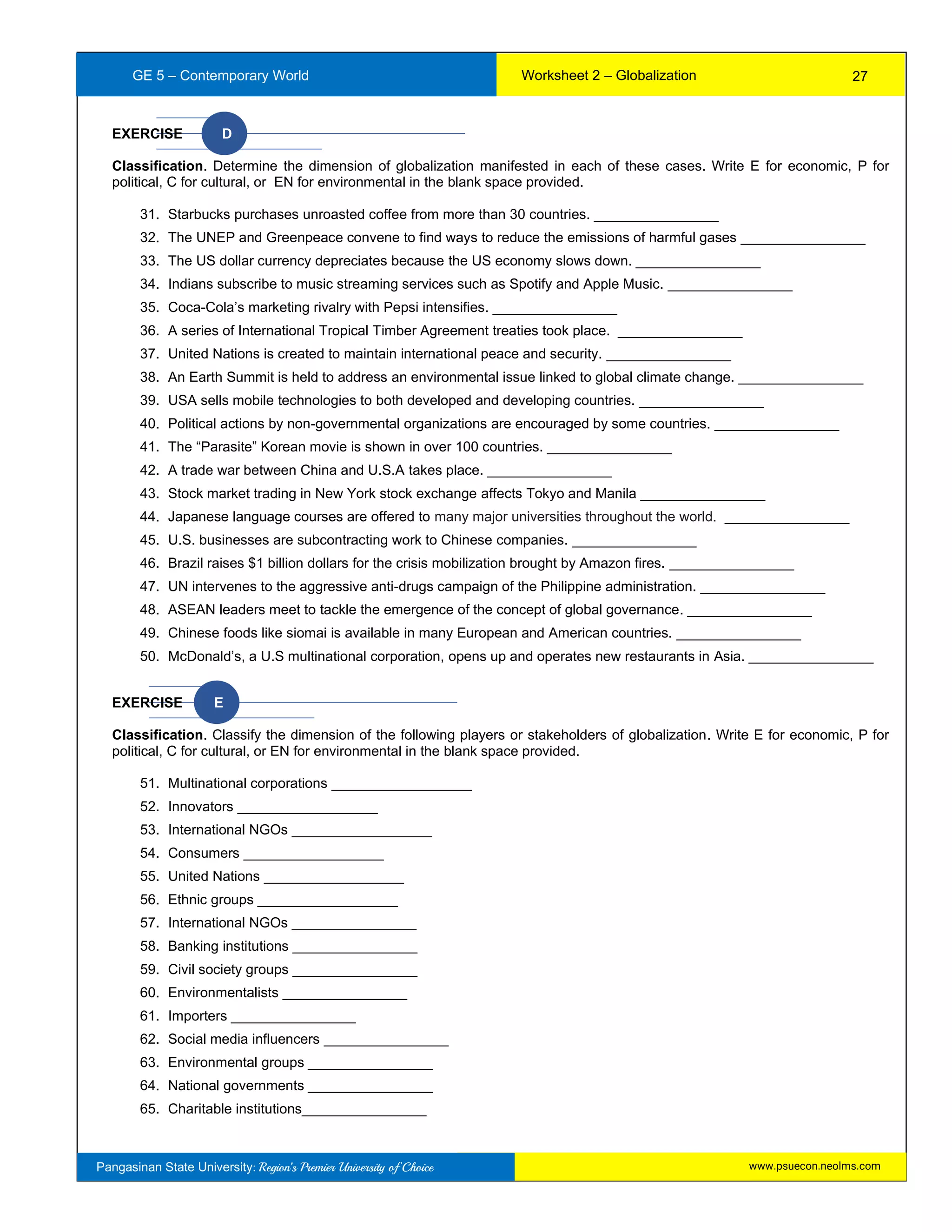 The Contemporary World Workbook | PDF