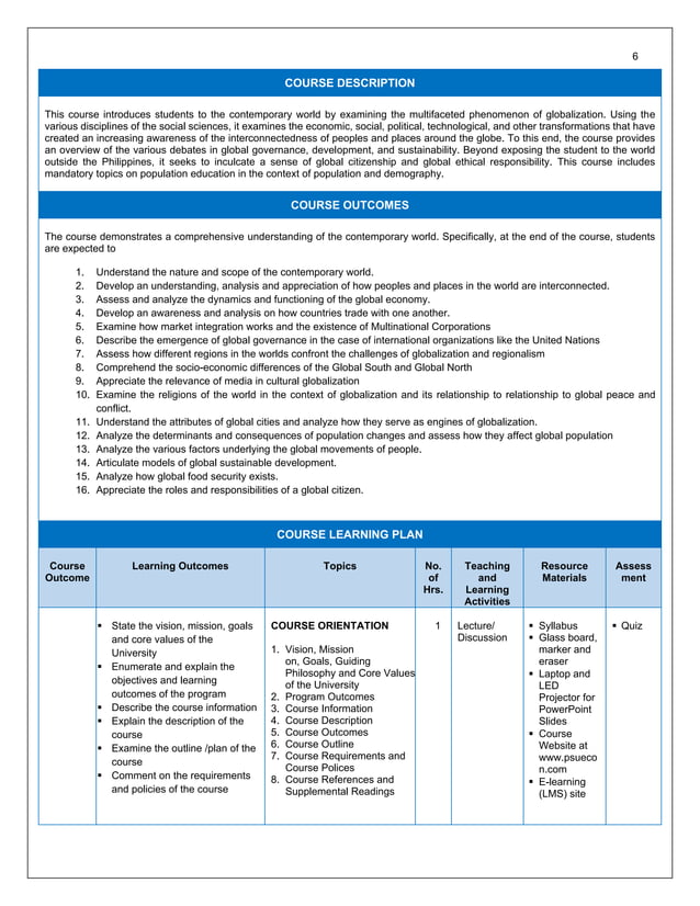 The Contemporary World Workbook | PDF