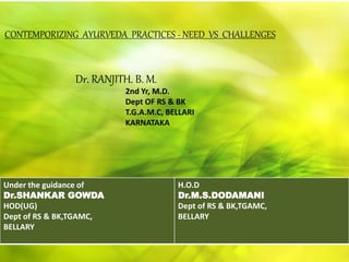 Dr. Ranjith.B.M THE LEGEND IN AYURVEDA | PPT