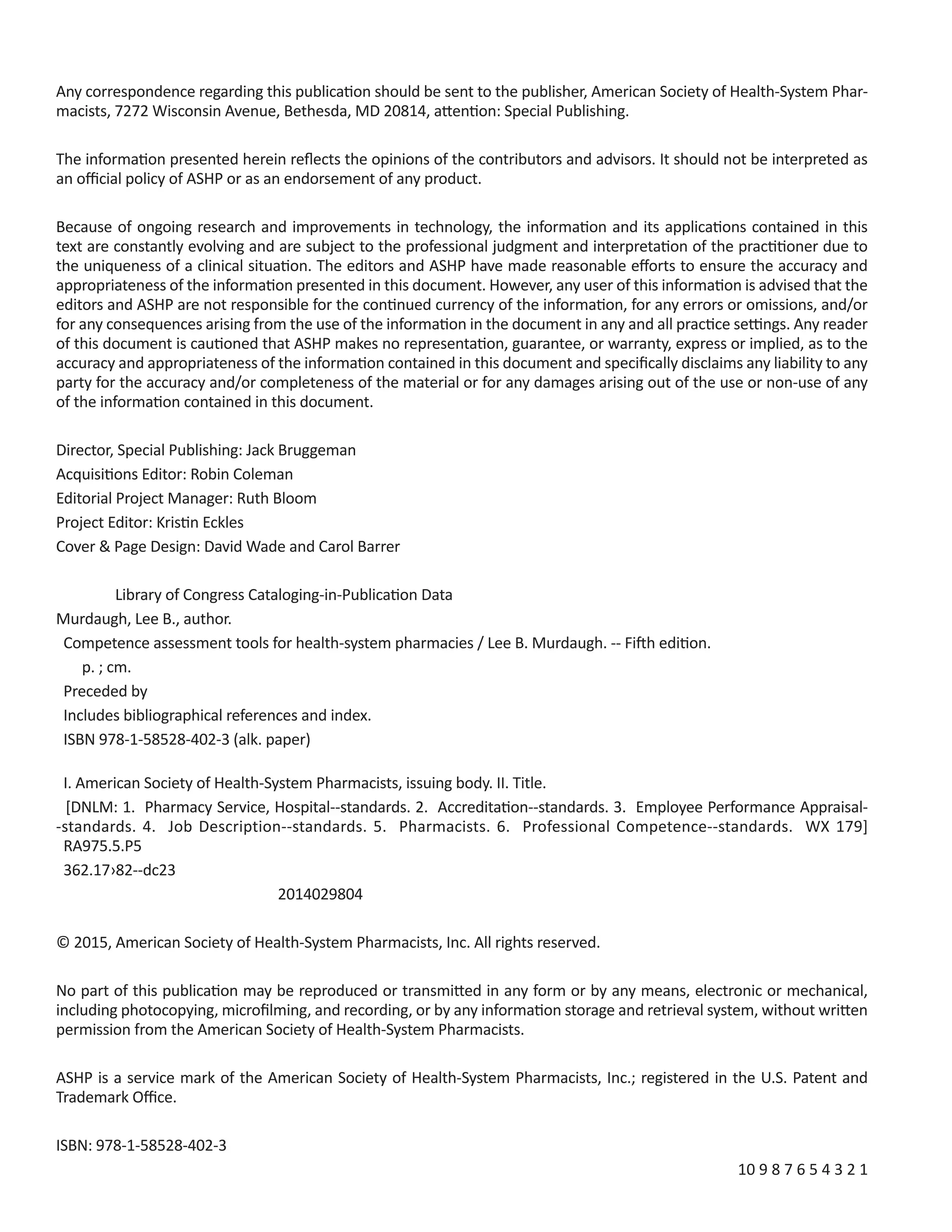 Competence Assessment Tools for Health-System Pharmacies, 5th Edition | PDF