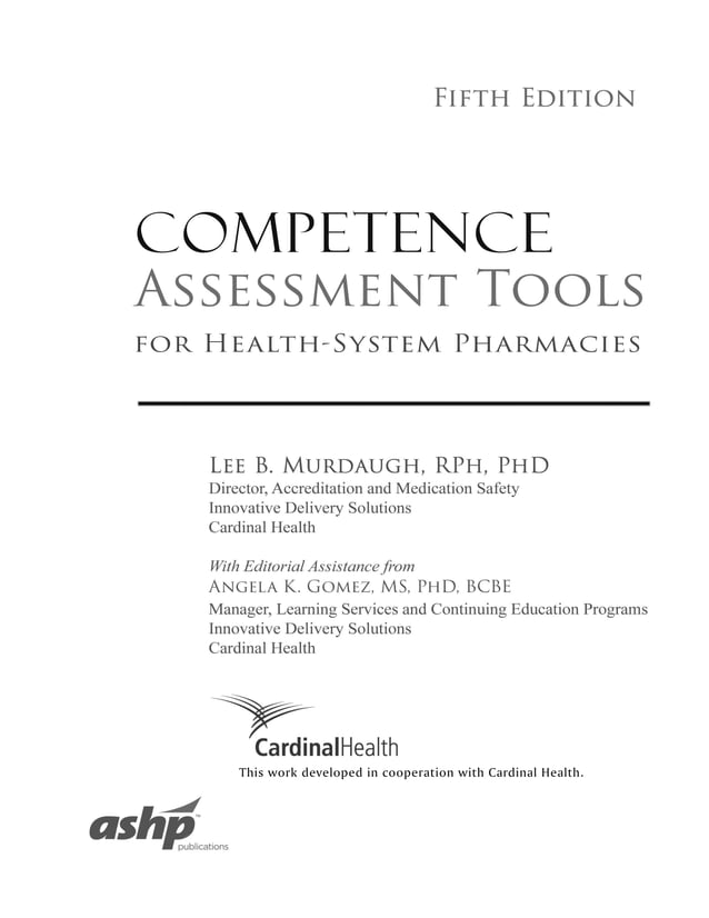 Competence Assessment Tools for Health-System Pharmacies, 5th Edition ...