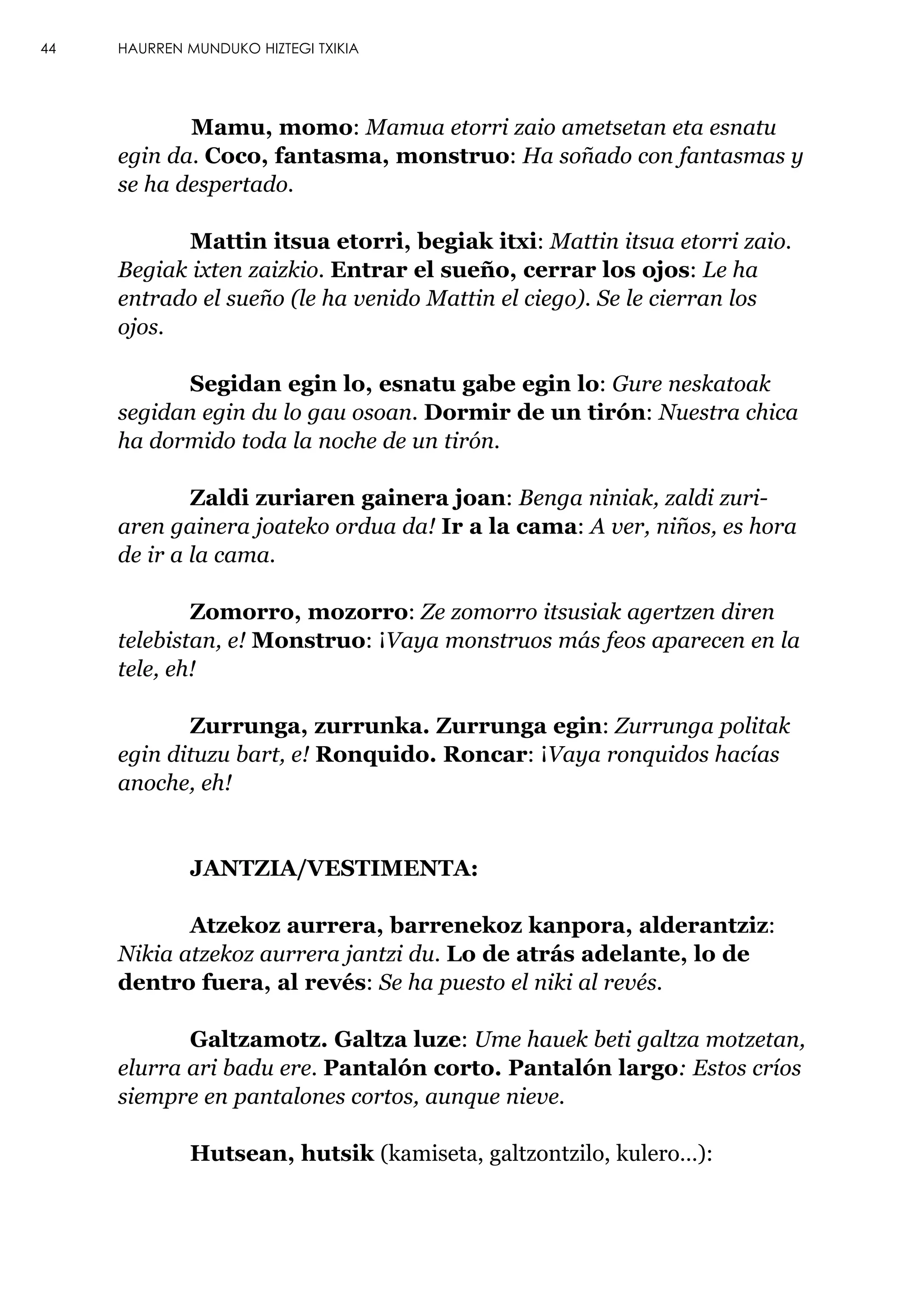 Pequeño diccionario para hablar con los niños en euskera | PDF