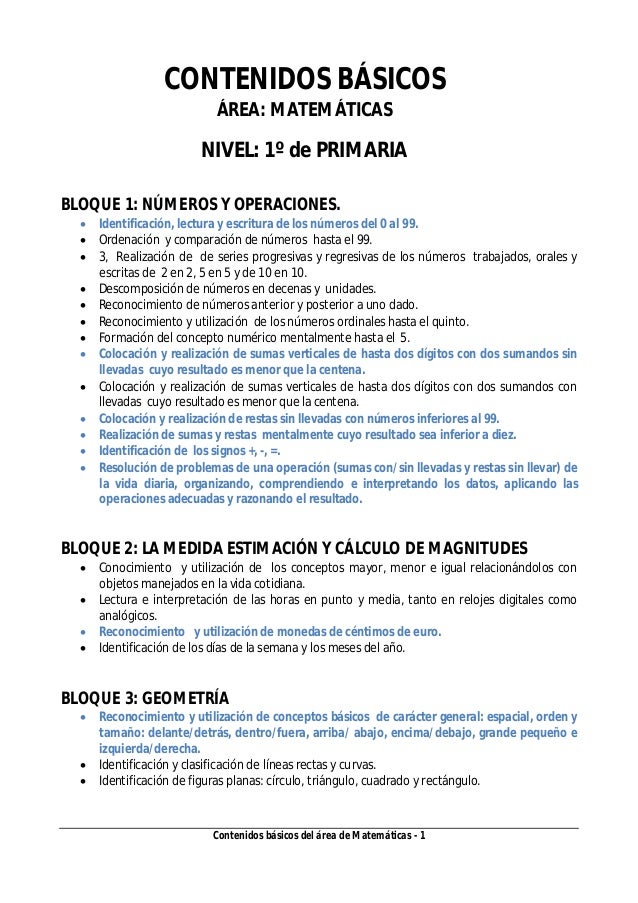 Contenidos basicos de matematicas