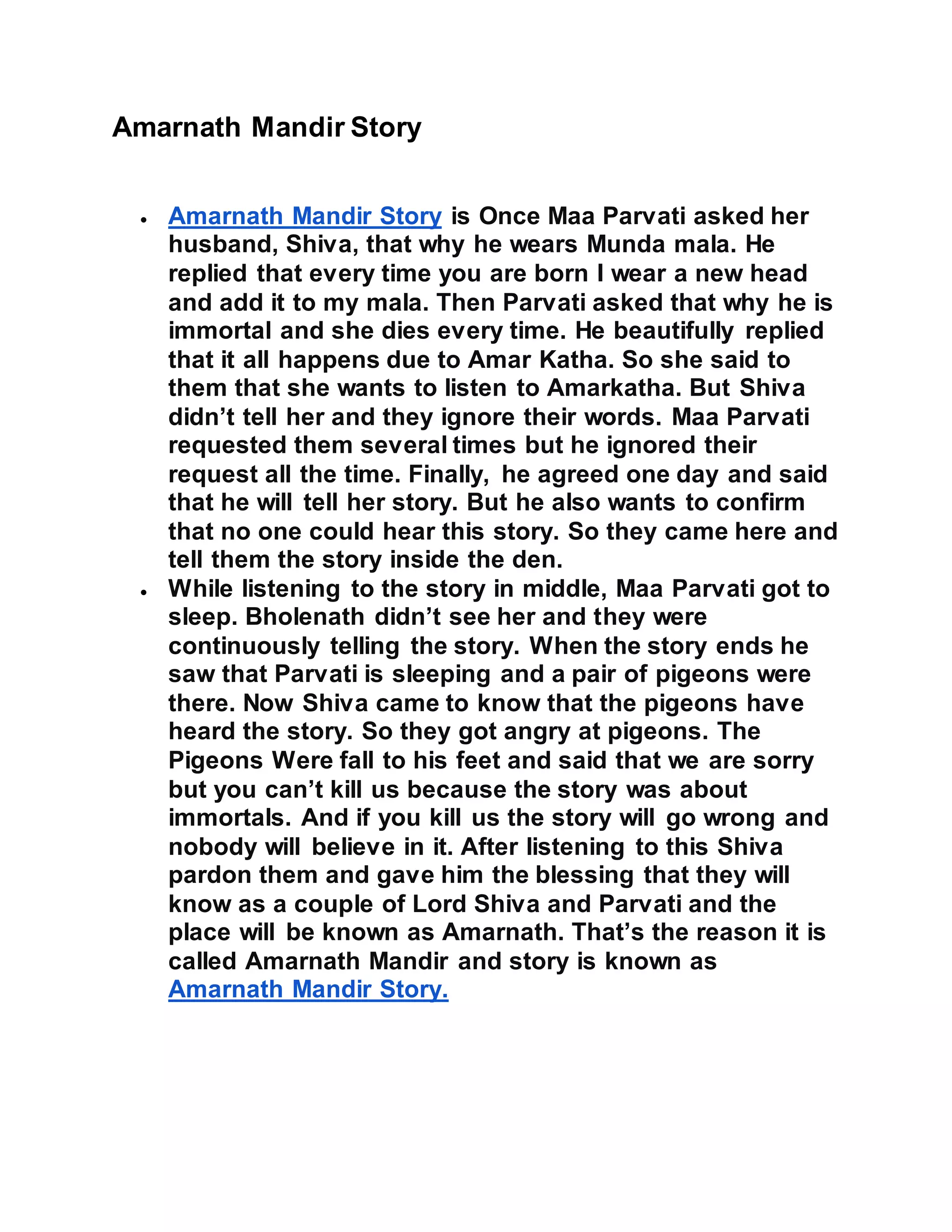 Amarnath Mandir | DOCX | Hinduism | Religion & Spirituality