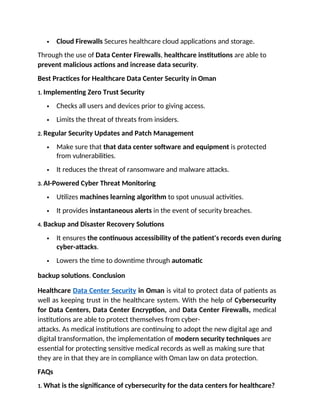 Healthcare Data Center Security: Protecting Patient Information in Oman ...