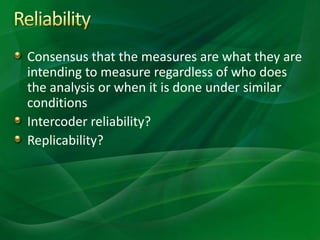Content Analysis - Theoretical Issues - Intro to Quantitative | PPTX