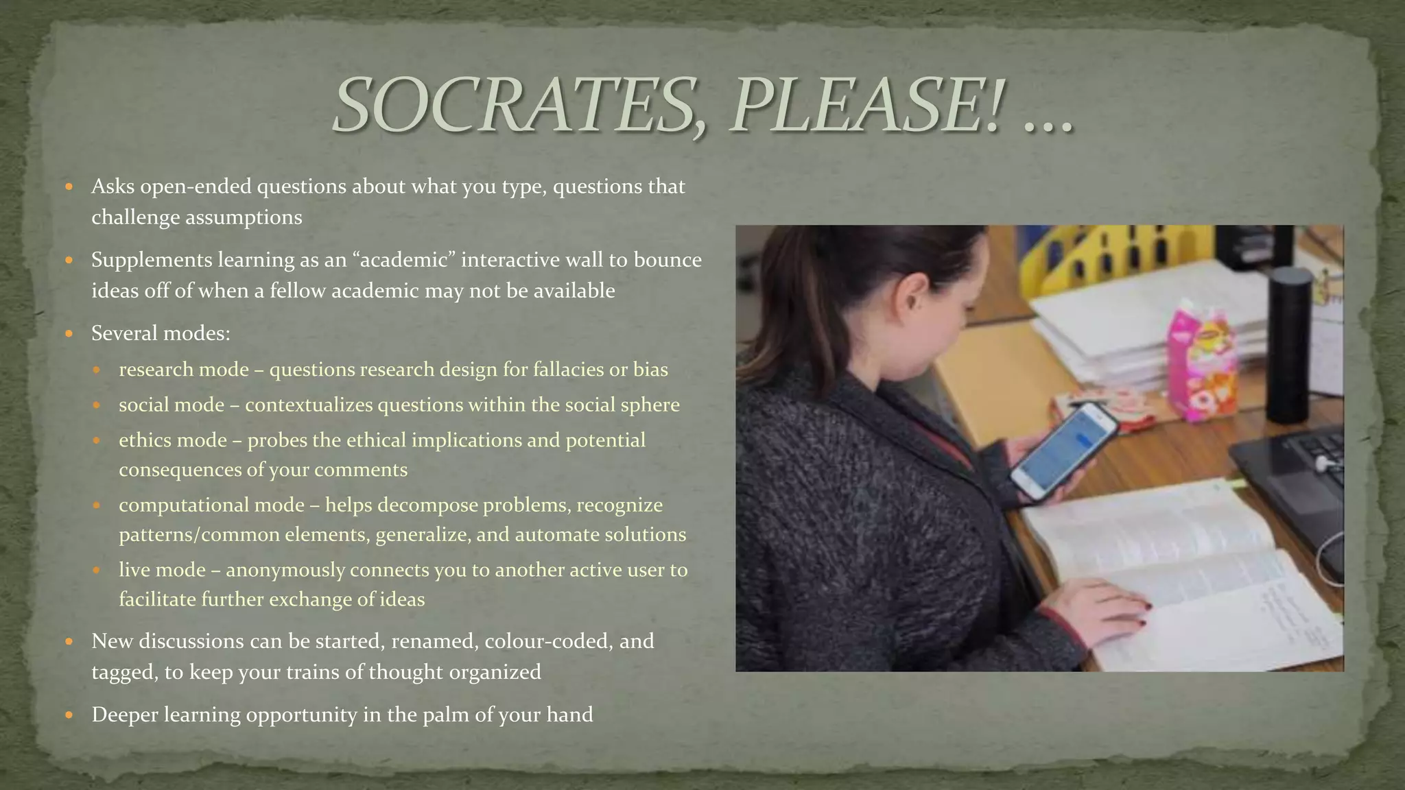 Socrates, Please! - Content aware artificial intelligence | PPT