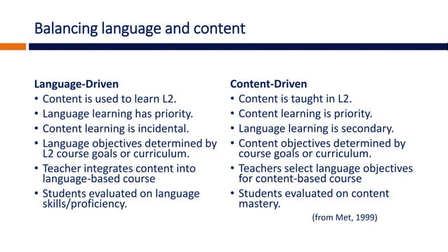 Implementing Content-Based Language Instruction in your Classroom | PPTX | Educational ...