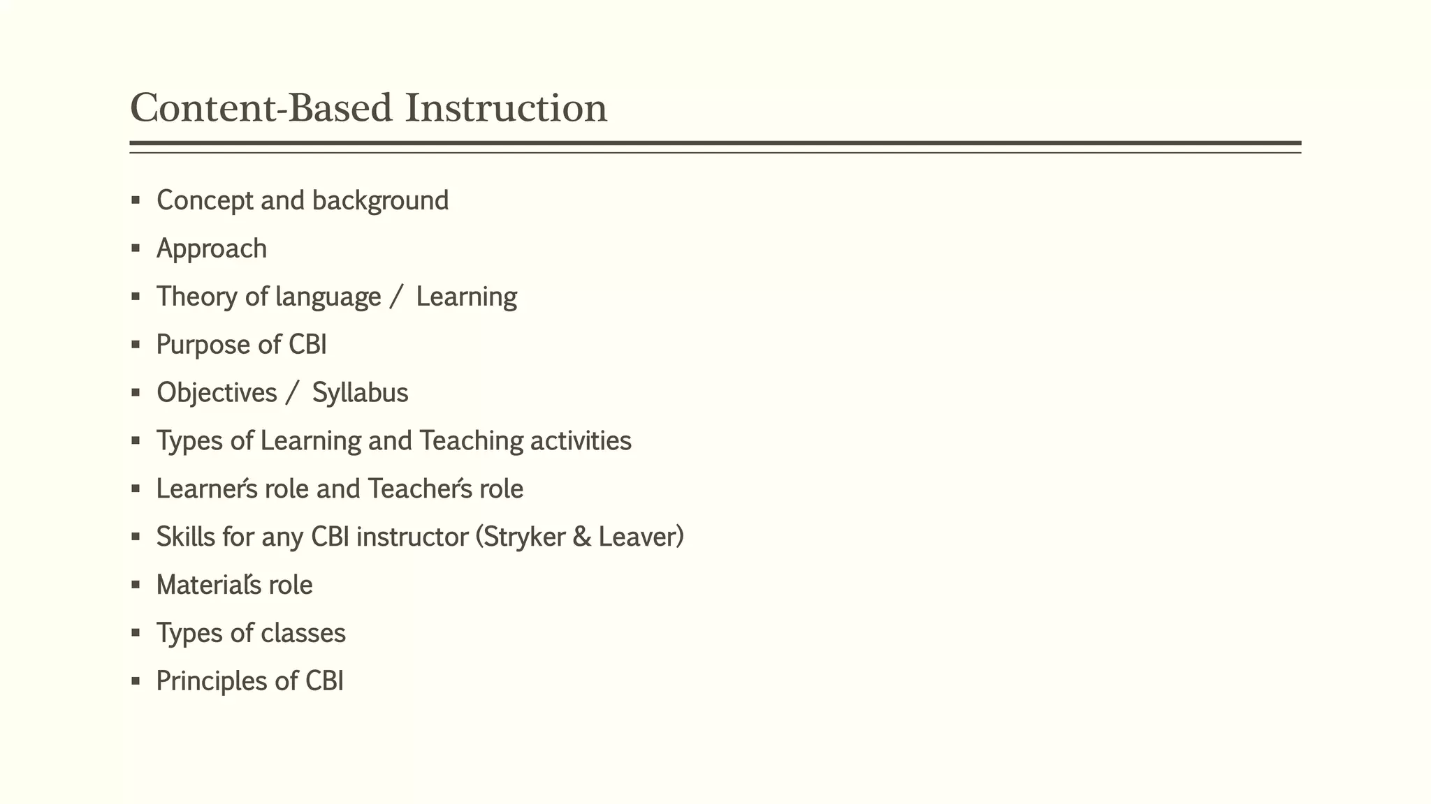 Content-Based Instruction (CBI) | PPTX
