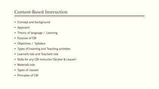 Content-Based Instruction (CBI) | PPTX