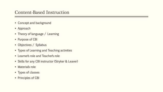 Content-Based Instruction (CBI) | PPTX