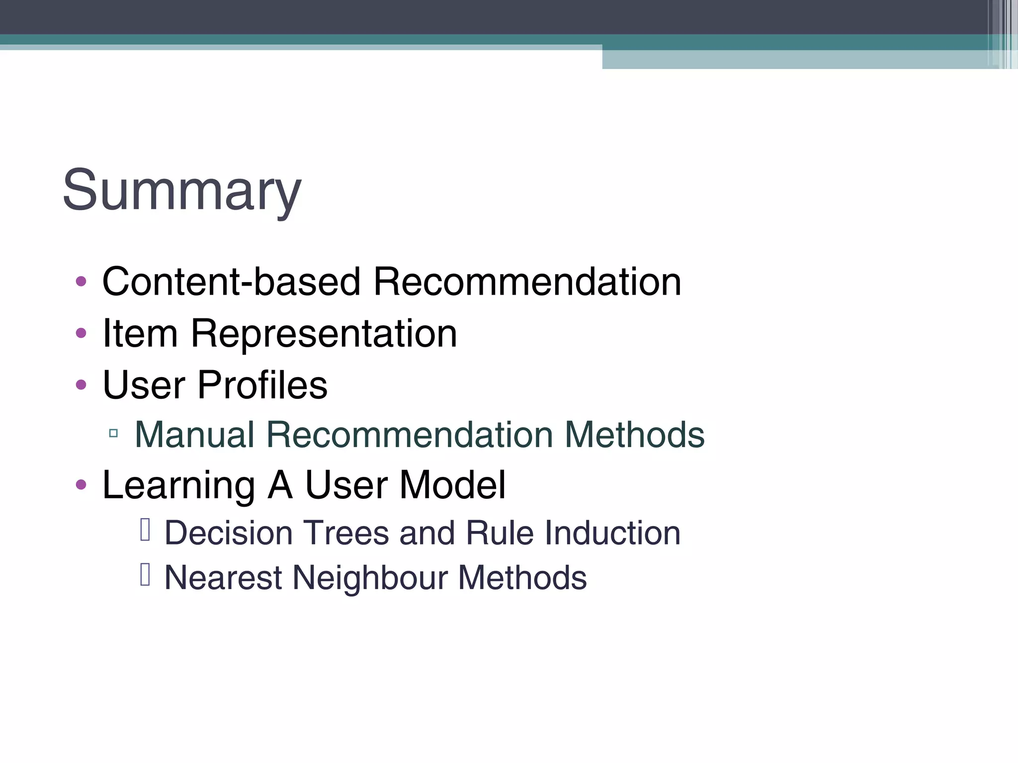 Content Based Recommendation Systems Ppt Databases Computer