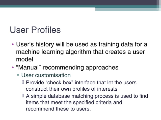 Content Based Recommendation Systems Ppt Databases Computer