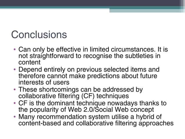 Content Based Recommendation Systems Ppt Databases Computer