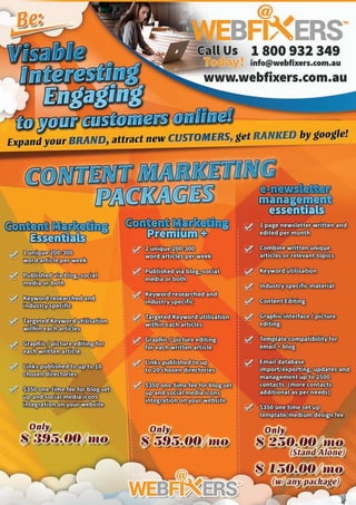 Web Fixers Content Marketing and enewsletter packages | PDF