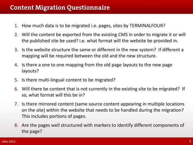 Content migration Part 1: TERMINALFOUR t44u 2013 | PDF