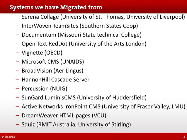 Content migration Part 1: TERMINALFOUR t44u 2013 | PDF
