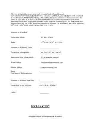 study of the growth of the mutual funds | PDF