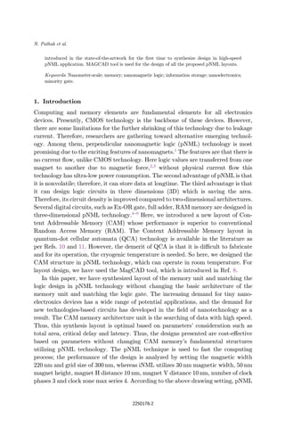 Content Addressable Memory Design in 3D pNML for Energy-Aware Sustainable Computing | PDF