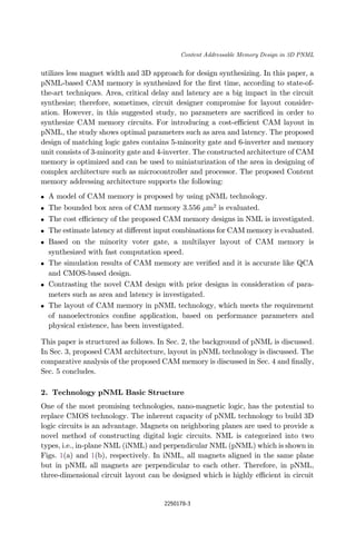 Content Addressable Memory Design in 3D pNML for Energy-Aware Sustainable Computing | PDF