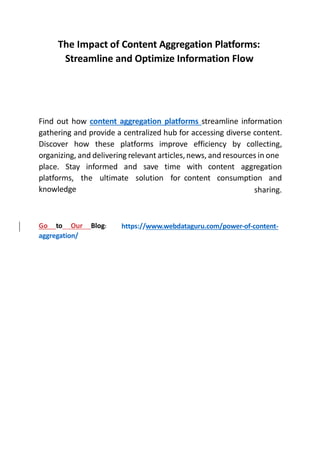The Impact of Content Aggregation Platforms: Streamline and Optimize ...