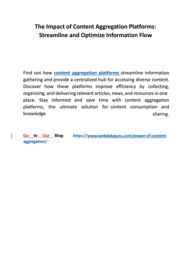 The Impact of Content Aggregation Platforms: Streamline and Optimize ...