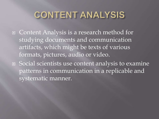 CONTENT ANALYSIS | PPT