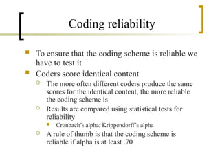 Content_analysis on media research for media students | PPT