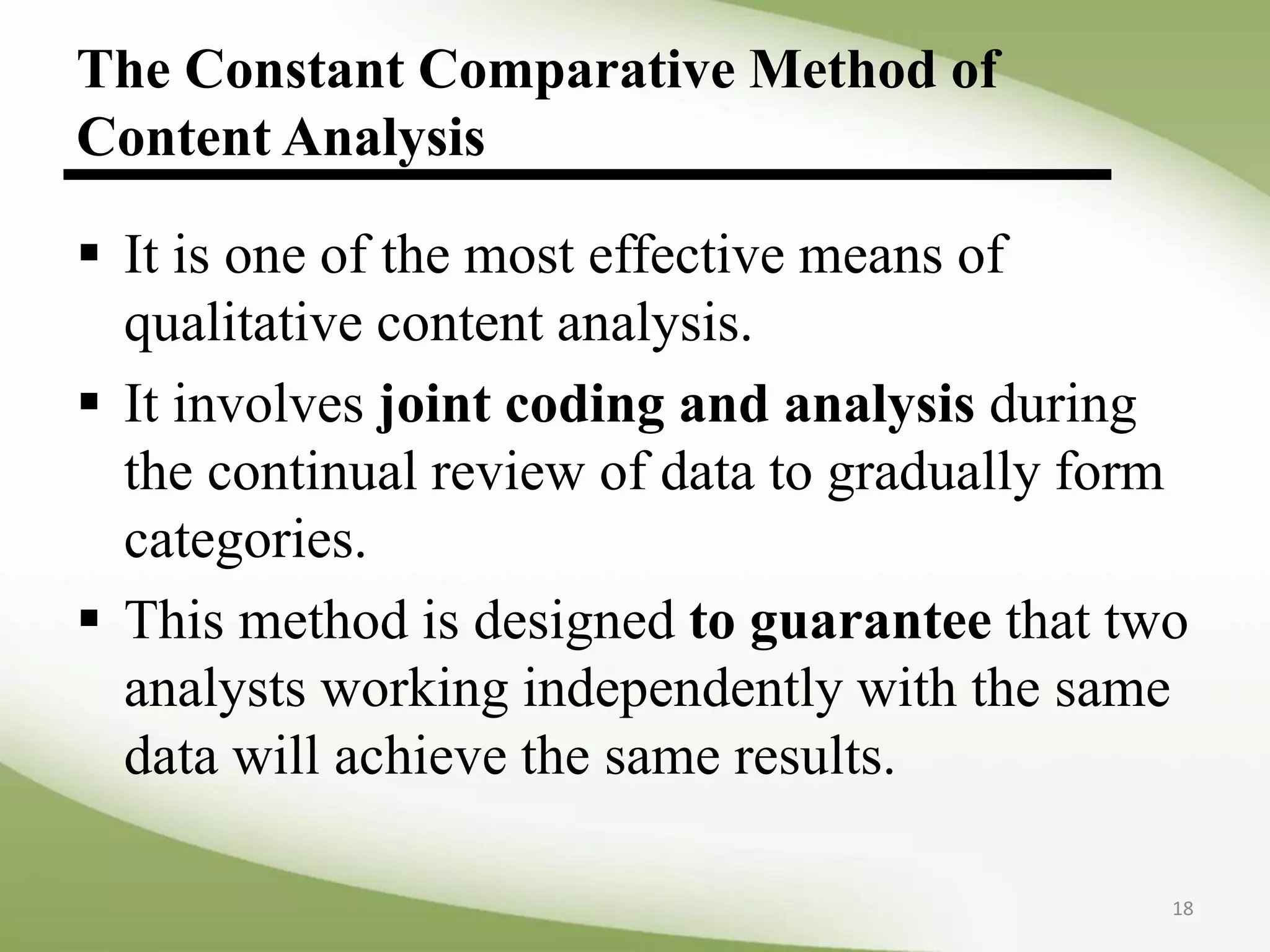 CONTENT ANALYSIS (Quantitative Research Methods) | PPSX