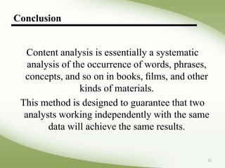 CONTENT ANALYSIS (Quantitative Research Methods) | PPSX