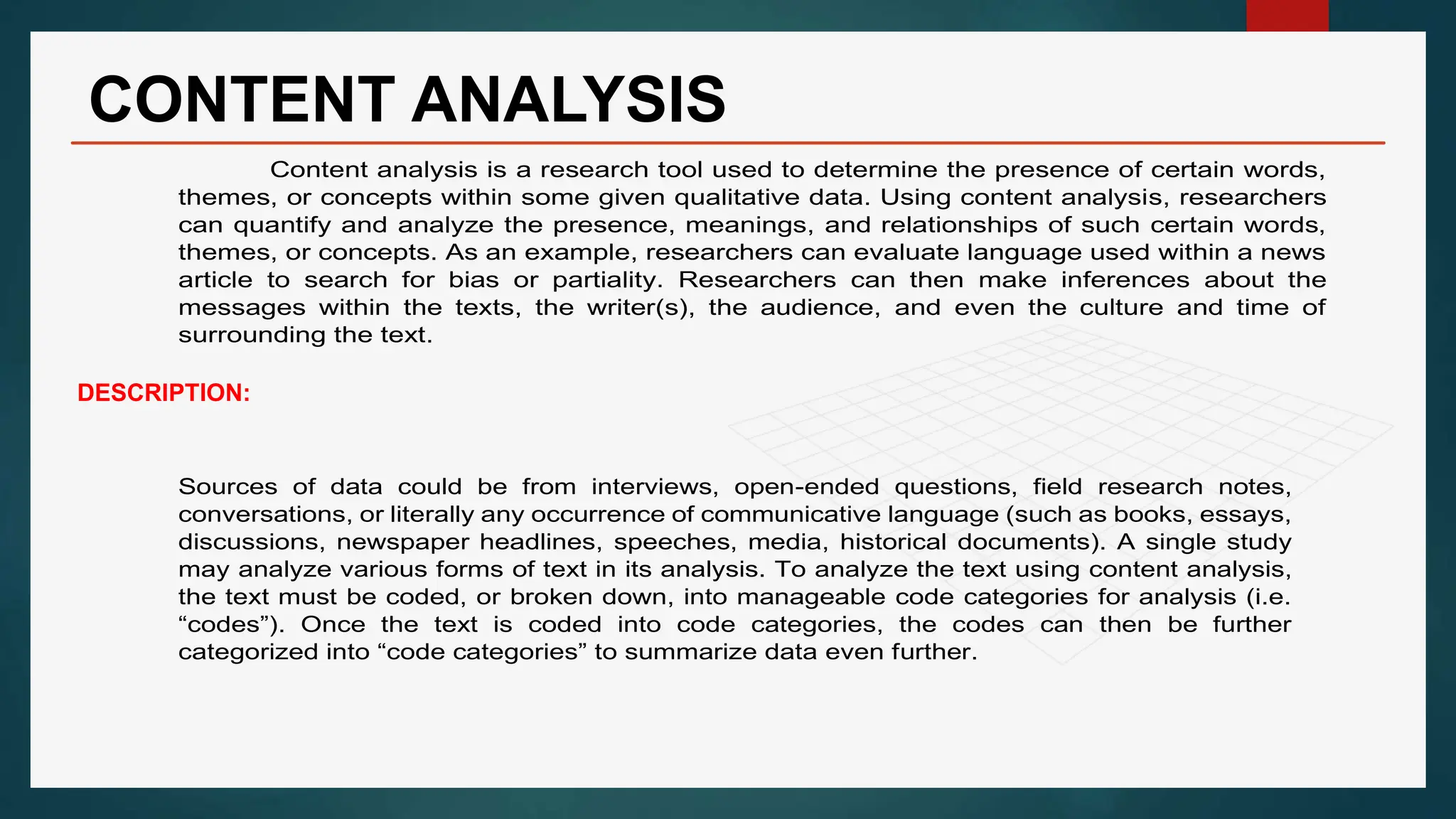 CONTENT ANALYSIS PPT.pptx by ruffa mae mancera | PPTX | Technology & Computing