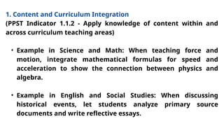 Conaent and Curriculum Integration (PPST Indicator 1.1.2 - Apply ...