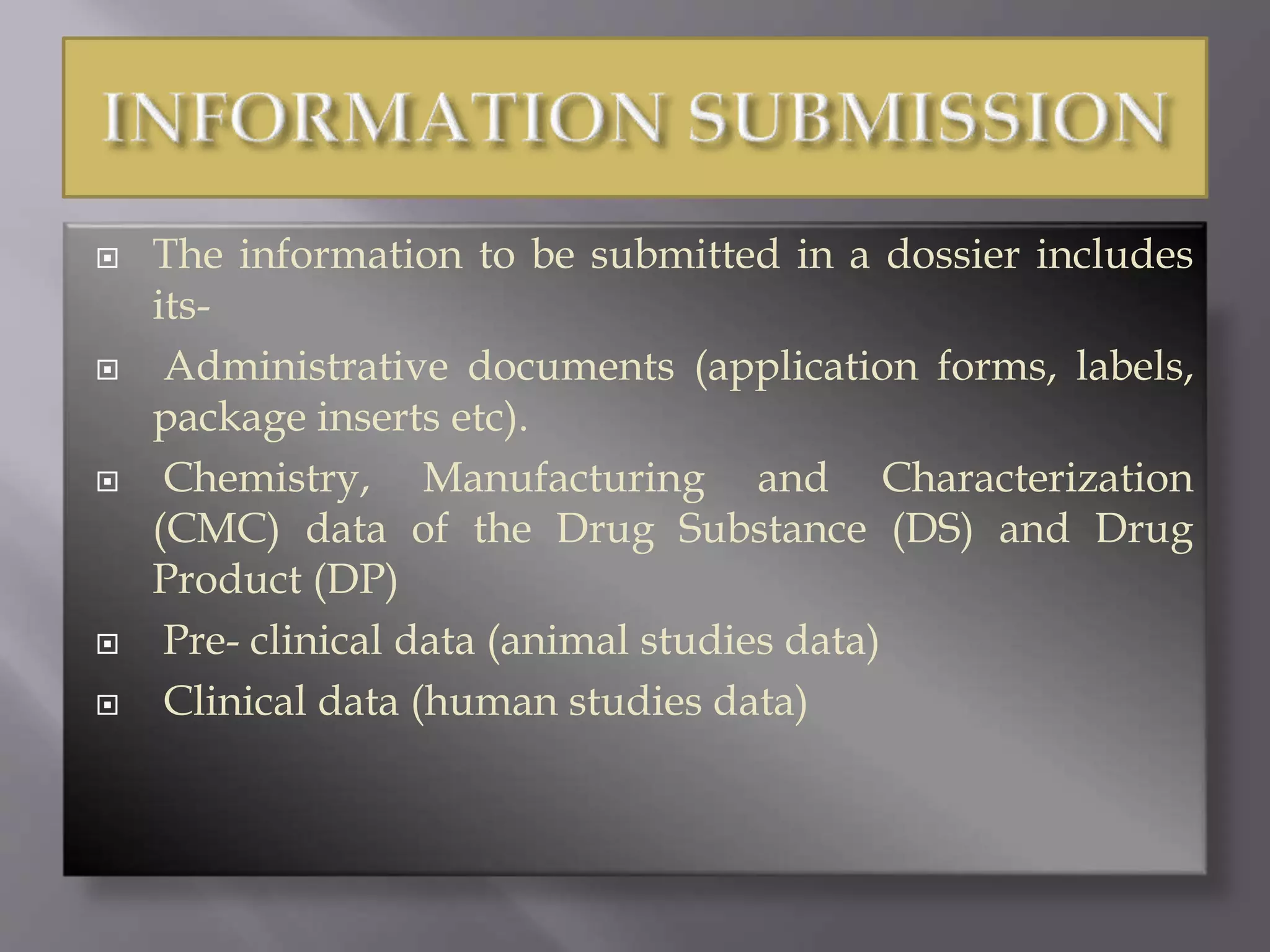 Content and format of dossier filling in india | PPTX