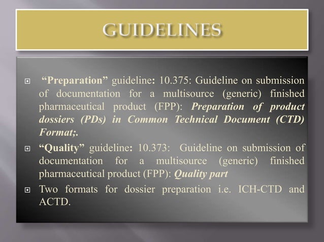 Content and format of dossier filling in india | PPTX | Pharmaceutical ...