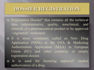 Content and format of dossier filling in india | PPTX